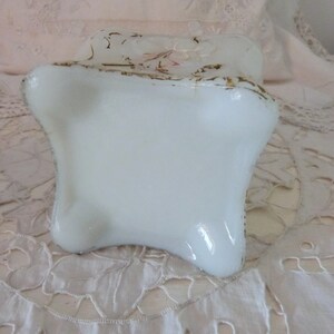 Antique French Milk Glass Candy Pot Box Jar Canister W Painted Floral ...