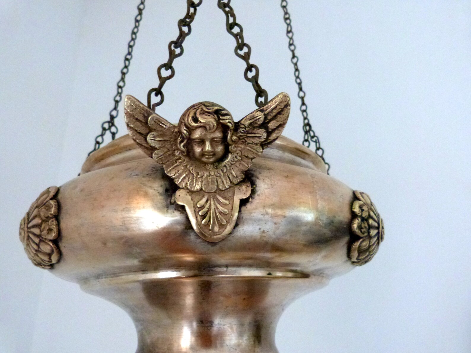 Antique French Thurible Church Icon Lamp Incense Burner LARGE Religious ...