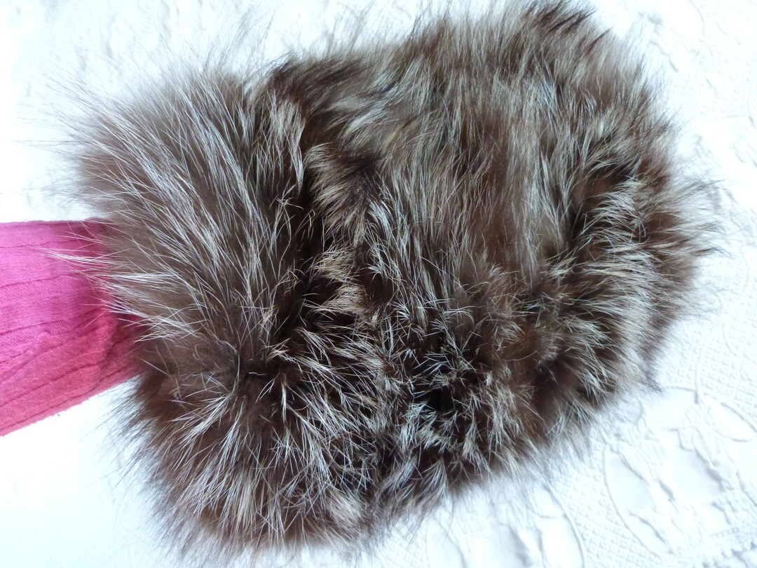 Vintage French Silver Fox Fur W Velvet Muff Glove Sleeve Hand Warmer ...