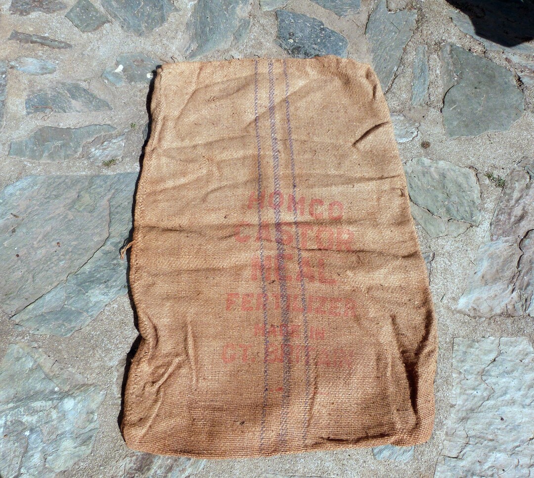 Antique Jute Bag Hessian Burlap Bag Sack W Blue Stripes and Stamps ...
