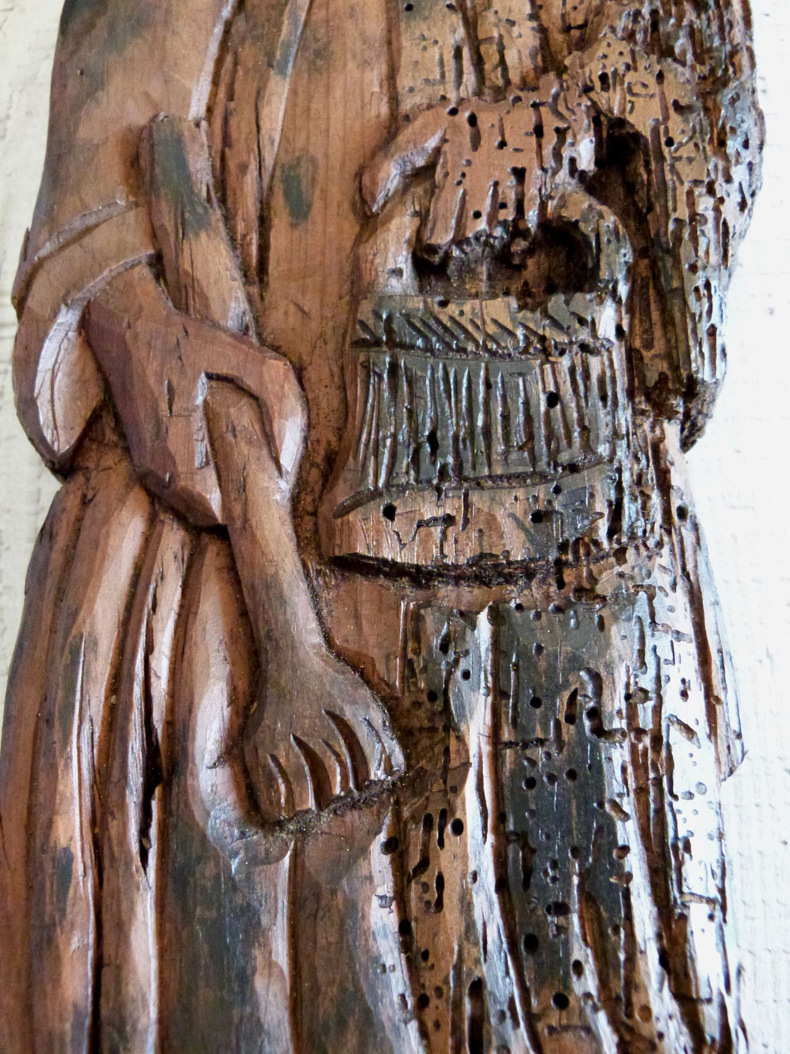 Rare Religious Antique French Hand Carved Wooden Statue of a Monk ...