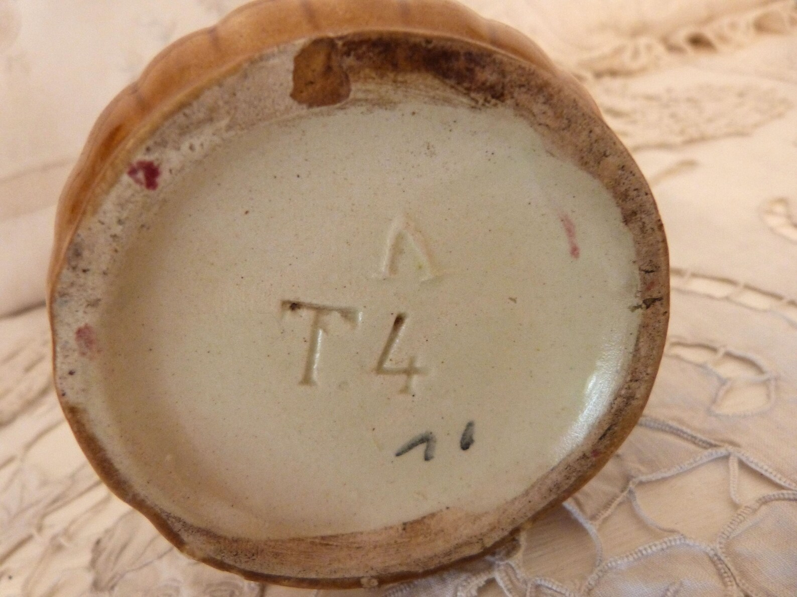 Antique French Majolica Barbotine Pitcher Milk Jug Creamer W Floral ...