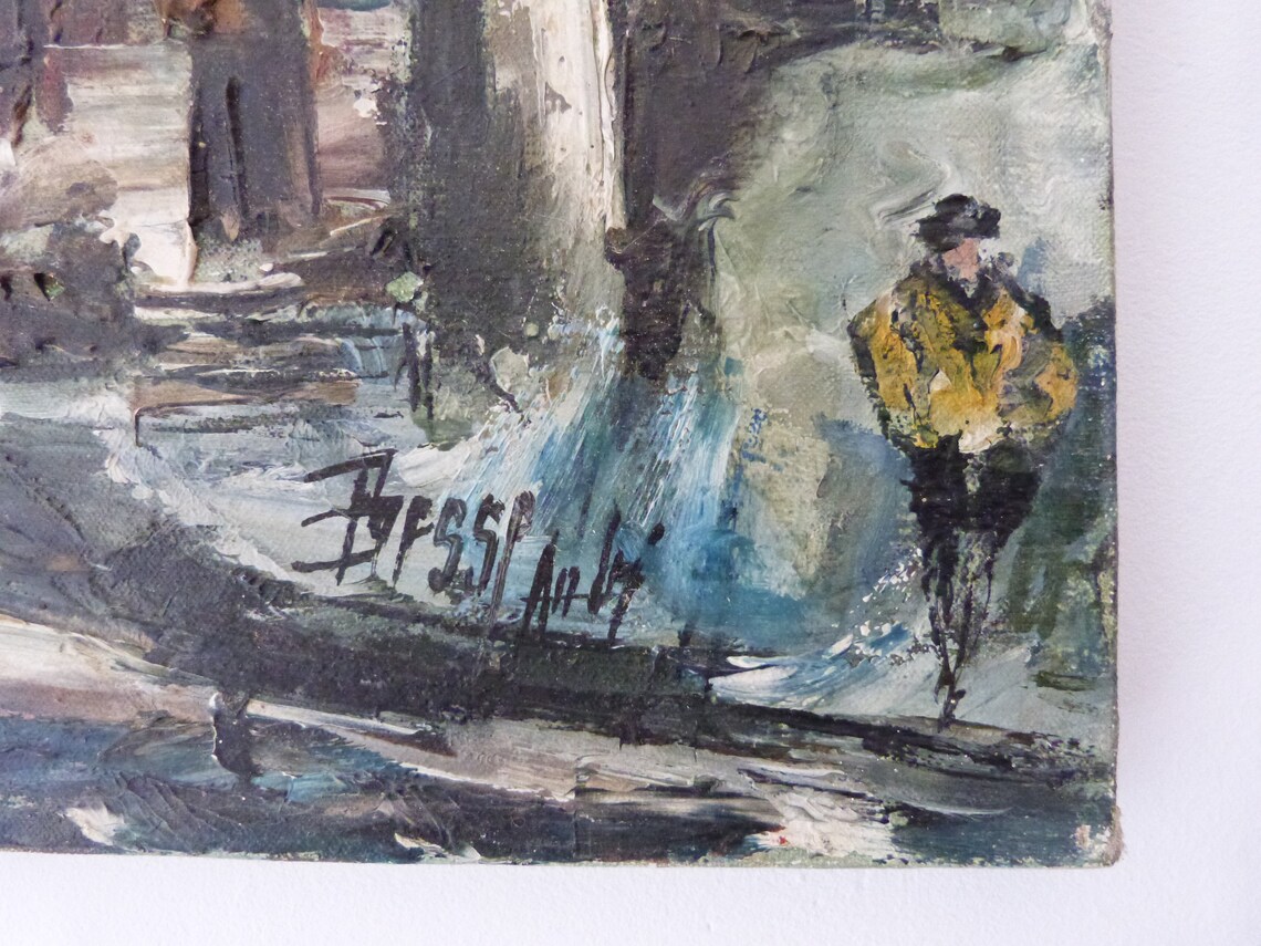 Vintage French Oil Painting Signed Andre Besse W Retro Paris Street ...