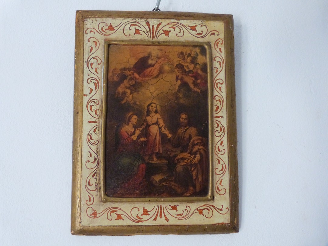 Antique Florentine Frame W the Celestial Trinities W Cherubs Putti Icon ...