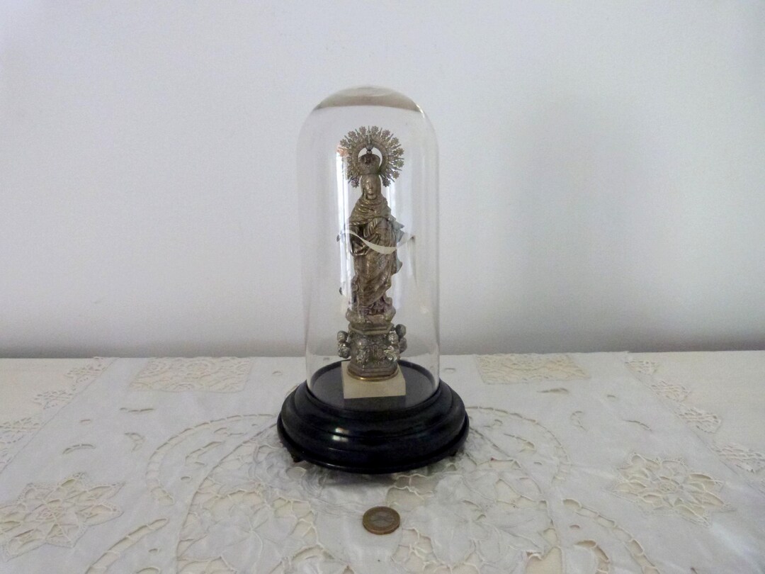 Vintage French Religious Glass Globe W Holy Virgin Mary Madonna W ...
