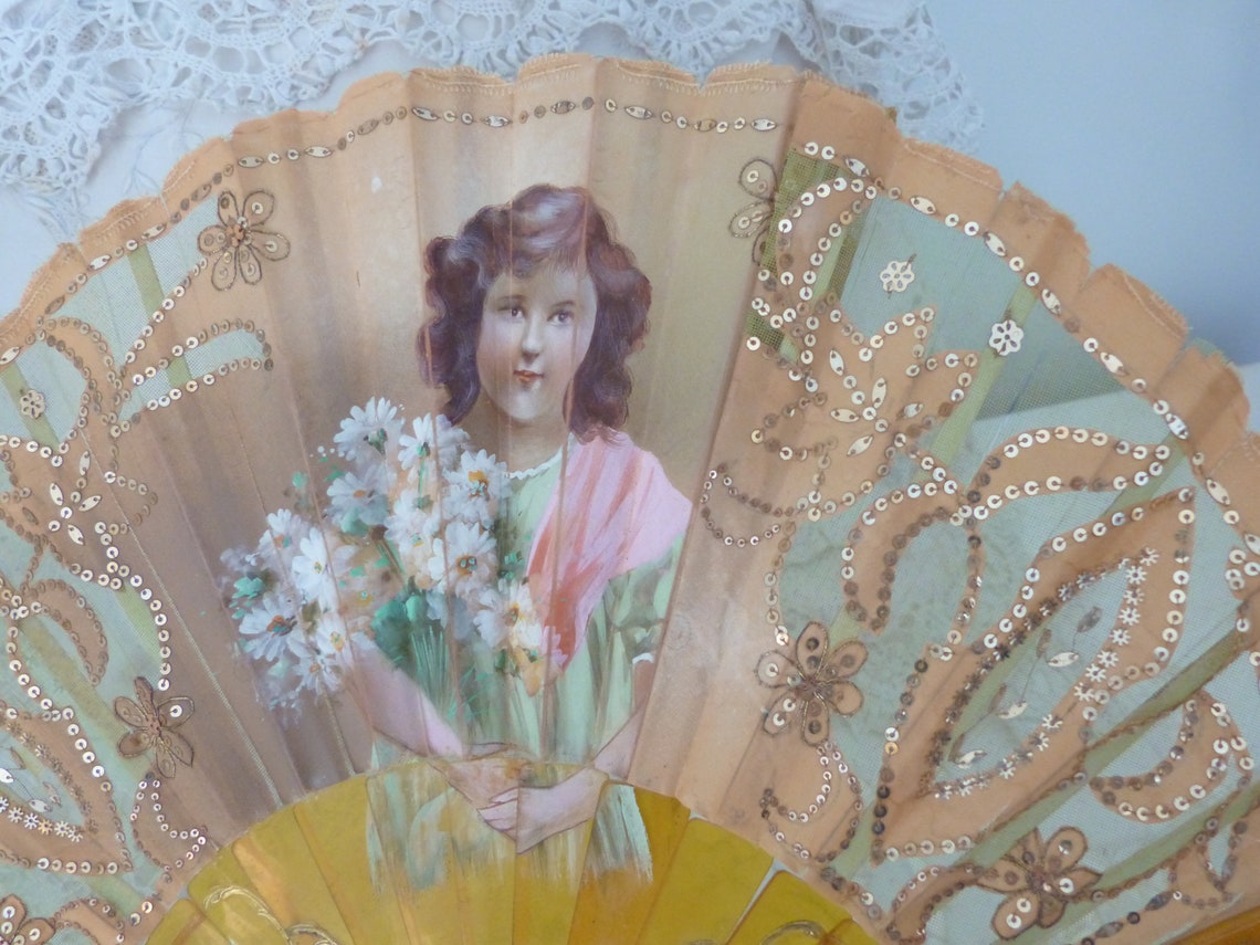 Antique Hand Painted Hand Fan in Box 1900s Folding Fan W Gold - Etsy