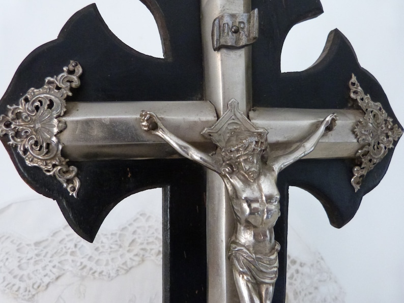 Antique 1800s Altar Standing Crucifix Cross LARGE Black Wooden - Etsy