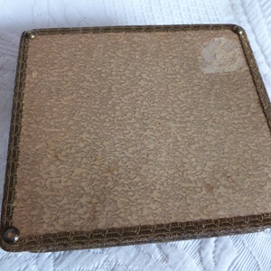 Antique French Fabric Covered Box W Signed Print on Silk W Gold ...