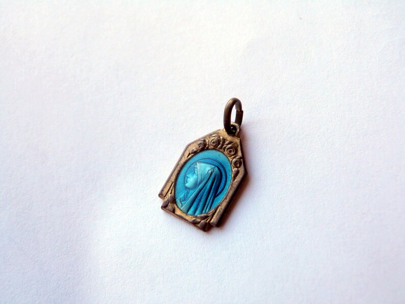 Antique French Religious Blue Enamel Miraculous Medal Holy - Etsy