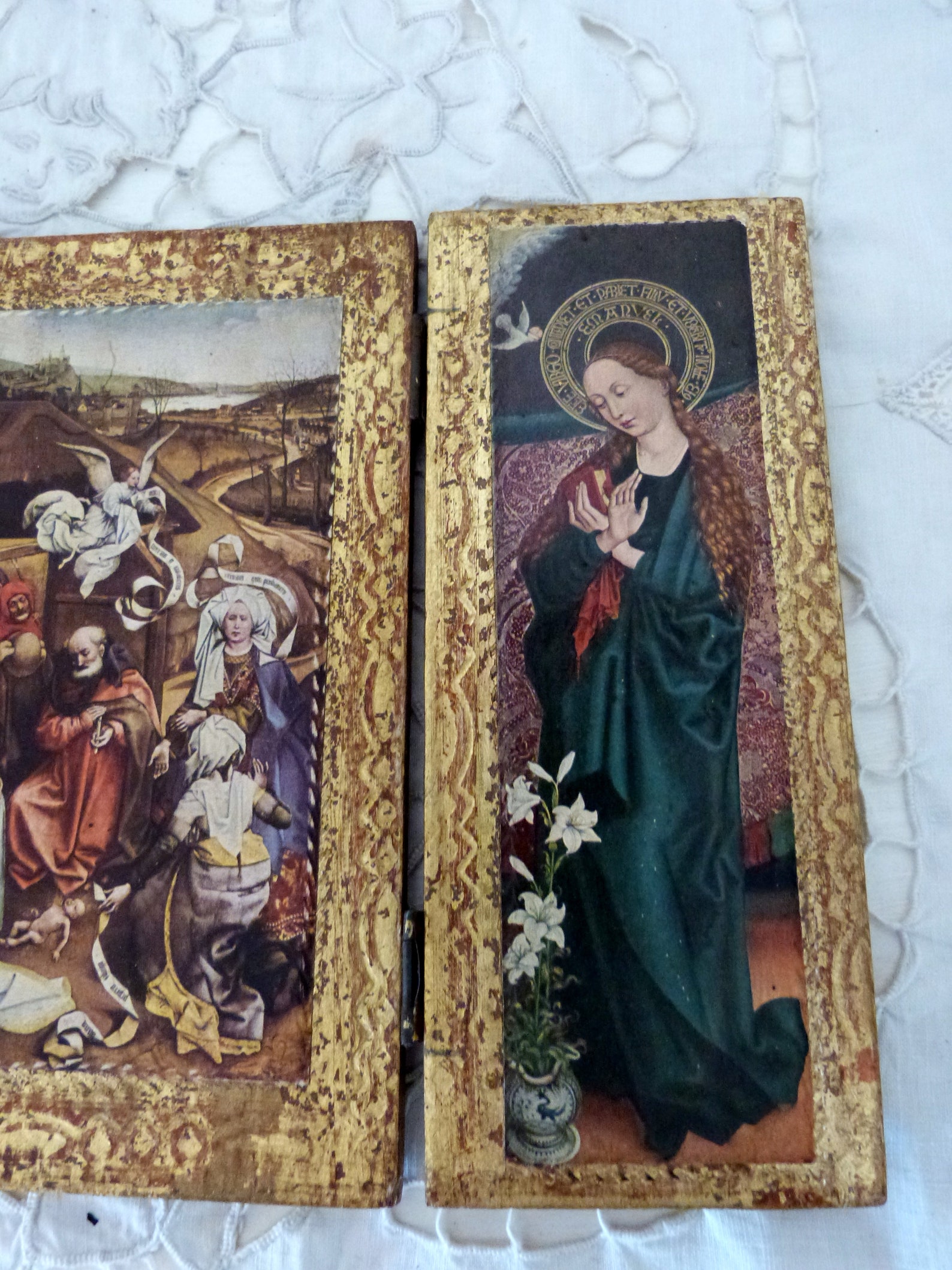 Antique Florentine Italian Triptych Madonna W Child Jesus Nativity ...