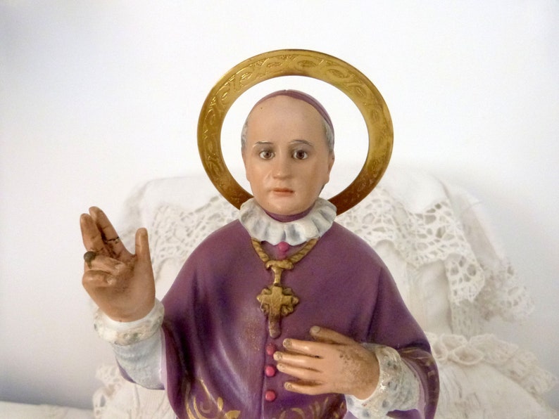 Rare Antique French Religious Statue Saint Pope W Glass Eyes - Etsy
