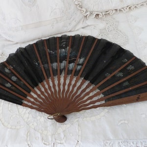 Antique Hand Fan 1800s Folding Fan French Chateau Hand Painted Handfan ...