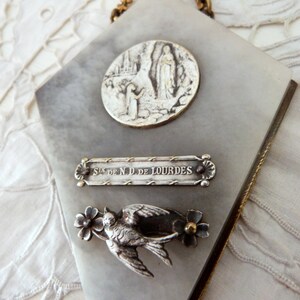 Antique French Marble Rosary Wall Hanger Frame W Holy Spirit Dove of ...