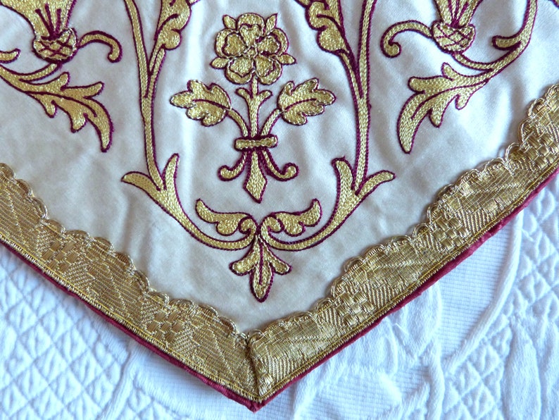 Antique 1800s French Silk Priest Clergy Collar W Hand Embroidery, Gold ...