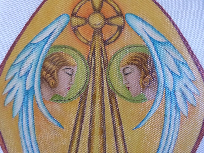Antique French Religious Hand Painted W Winged Angels Western Burse ...