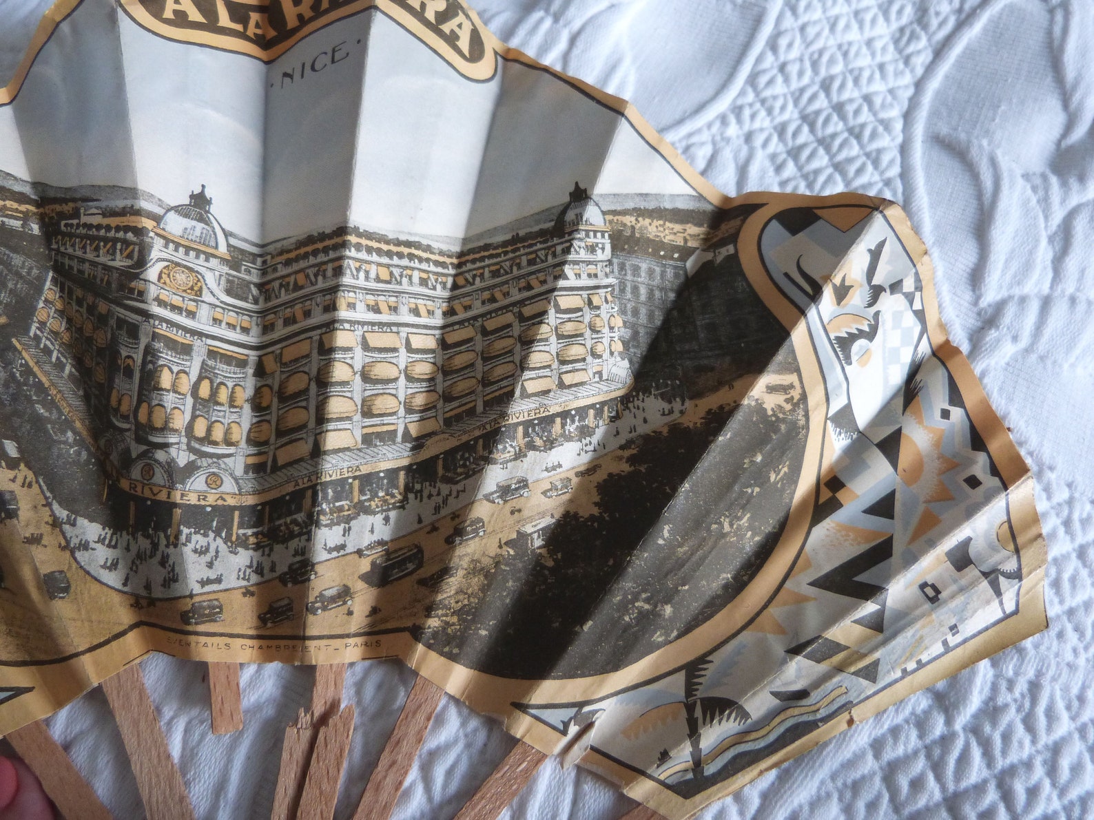 Antique Hand Fan 1900s Folding Advertising Fan Shop Riviera in | Etsy