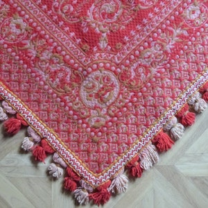 Big Floral Bohemian Rug Carpet W Tassel Trim, Vintage 1950s Handmade ...