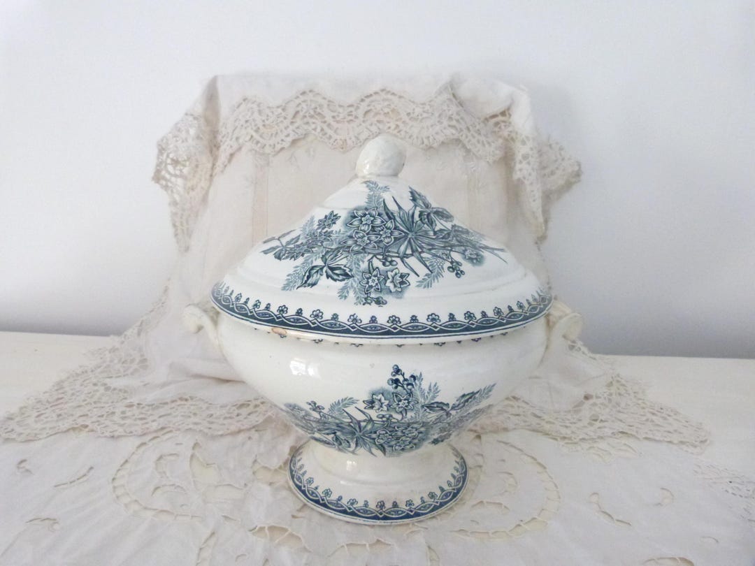 Antique French Soup Tureen Big Lidded Ironstone Soupiere St Amand ...