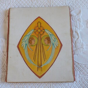 Antique French Religious Hand Painted W Winged Angels Western Burse ...