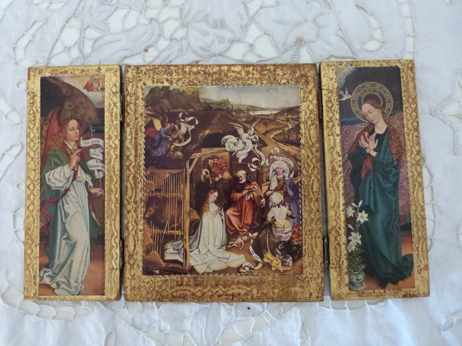 Antique Florentine Italian Triptych Madonna W Child Jesus Nativity ...