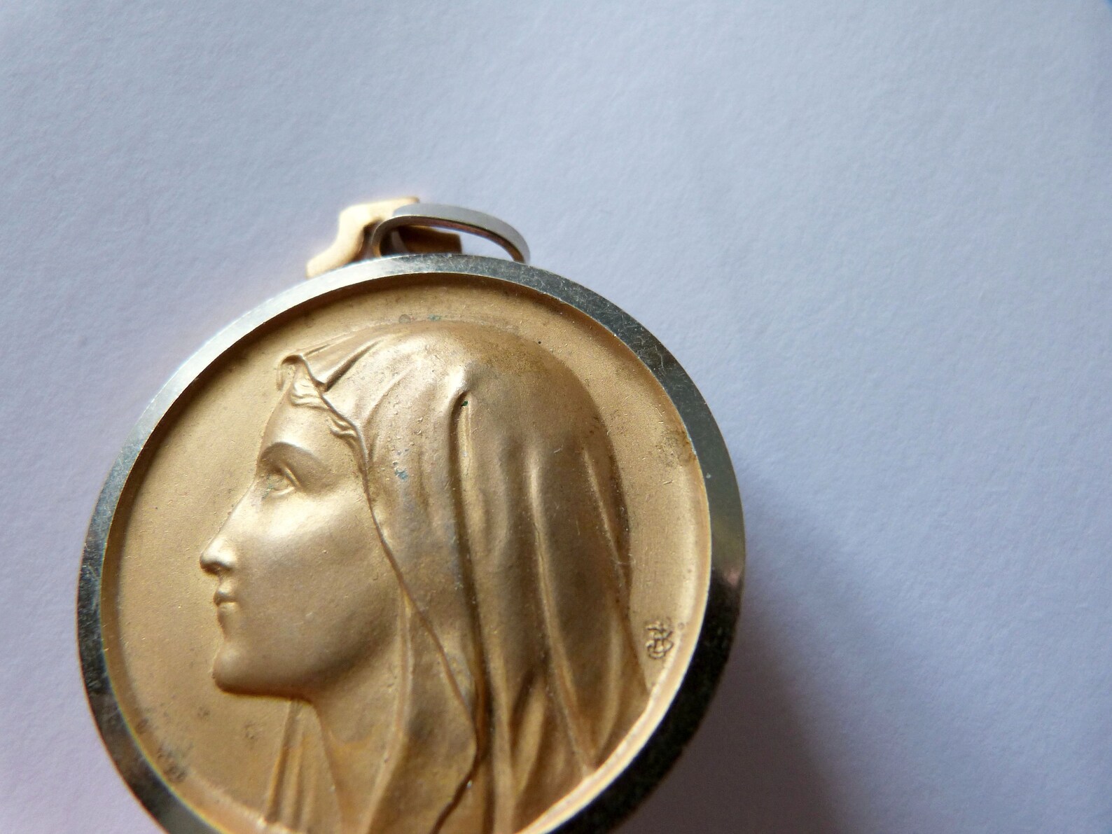 Antique XL Gilded Religious Medal Pendant W Our Lady of - Etsy