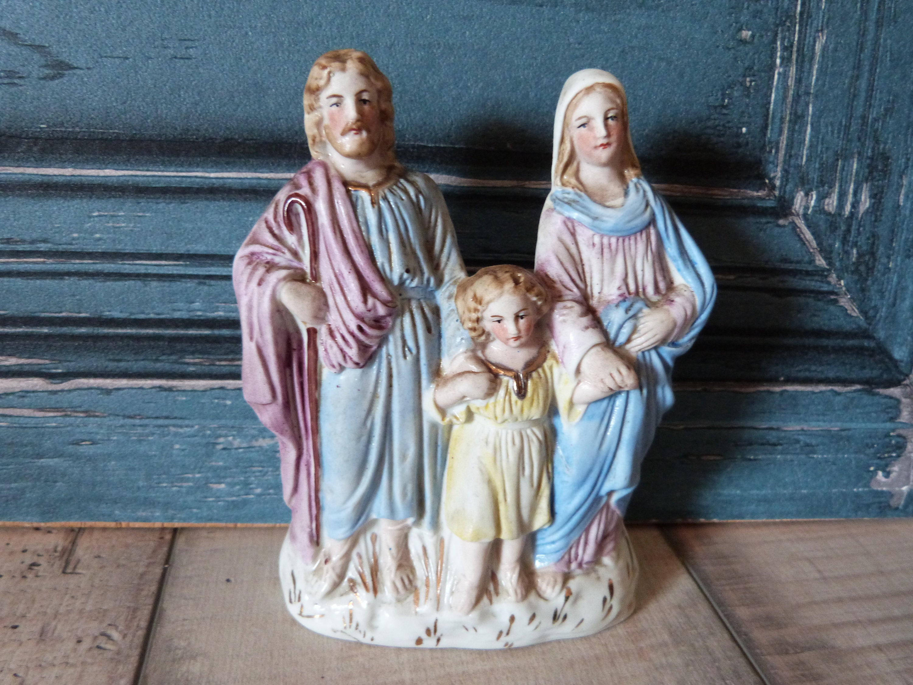 Antique German Saint Holy Family bisque statue w child Jesus | Etsy