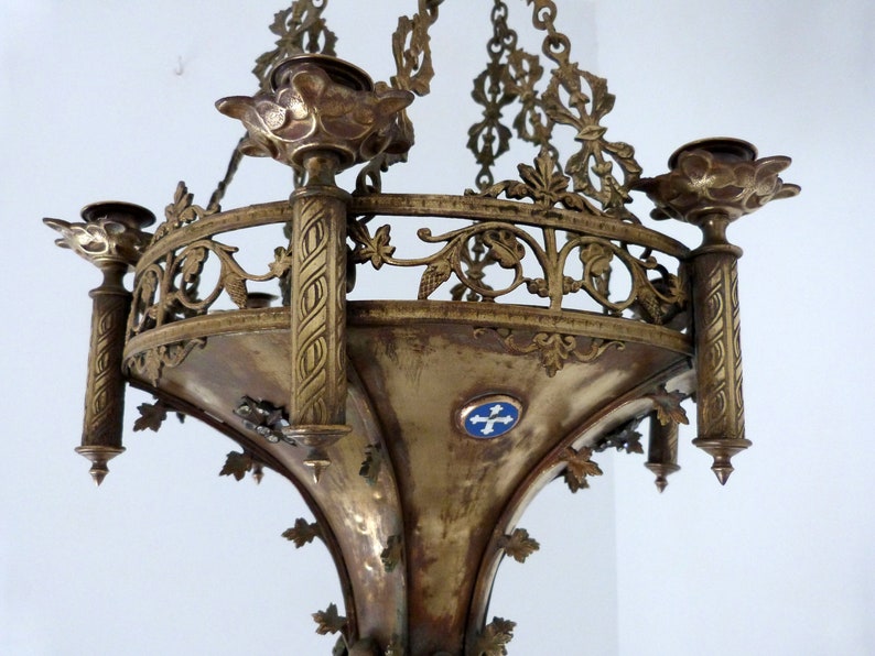 Antique French Bronze Thurible Church Icon Lamp Candle Holder Gothic ...