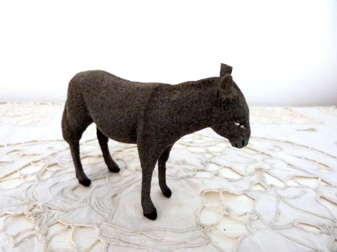 LARGE 1900s Flocked Donkey Animal Christmas Nativity Creche - Etsy