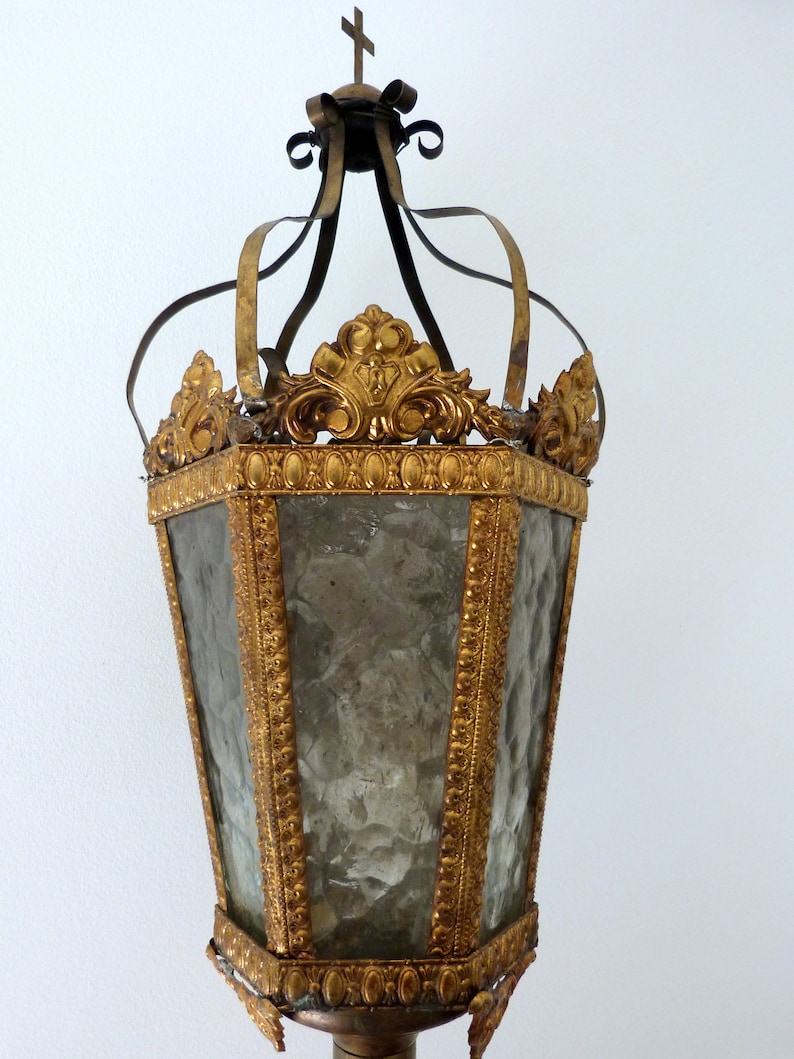 Antique French Processional Lantern Lamp Candle Light W Cross - Etsy