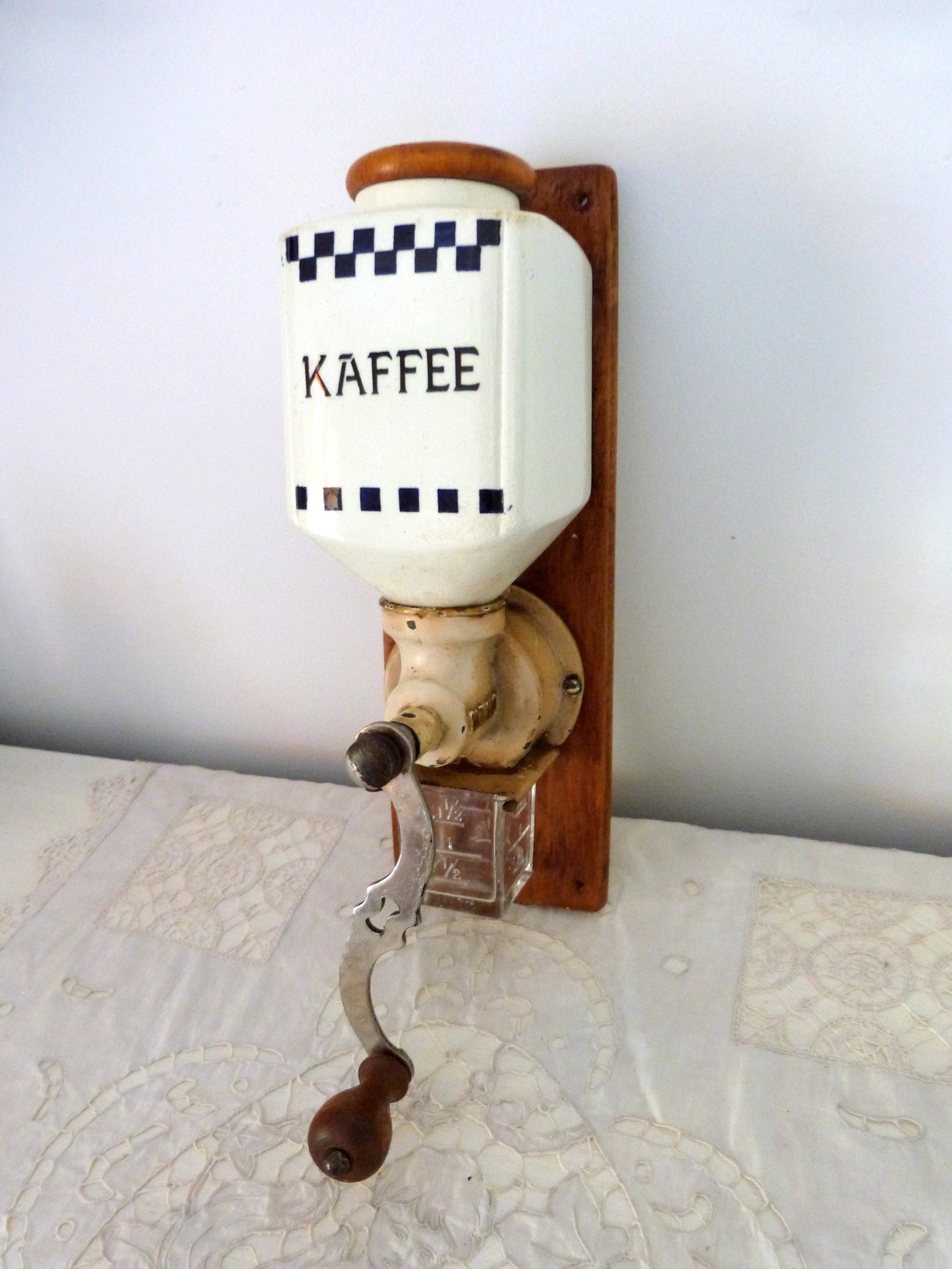 Antique German Wall Coffee Grinder Mill W Blue Lustucru Check - Etsy