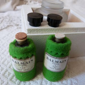 2 Vintage Miniature Perfume Bottles Advertising Set BALMAIN Paris Eau ...