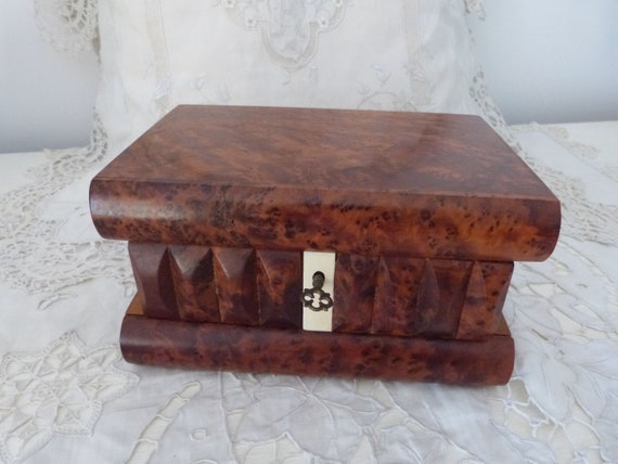 Antique French Wooden Box Walnut Burl Wood Box W Bone Decor | Etsy