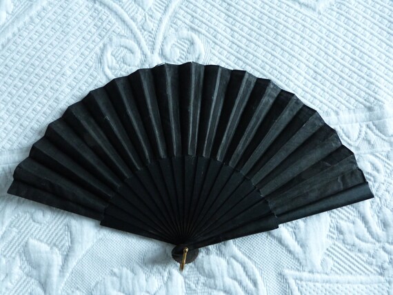 Antique hand fan 1900s folding fan French Chateau han… - Gem