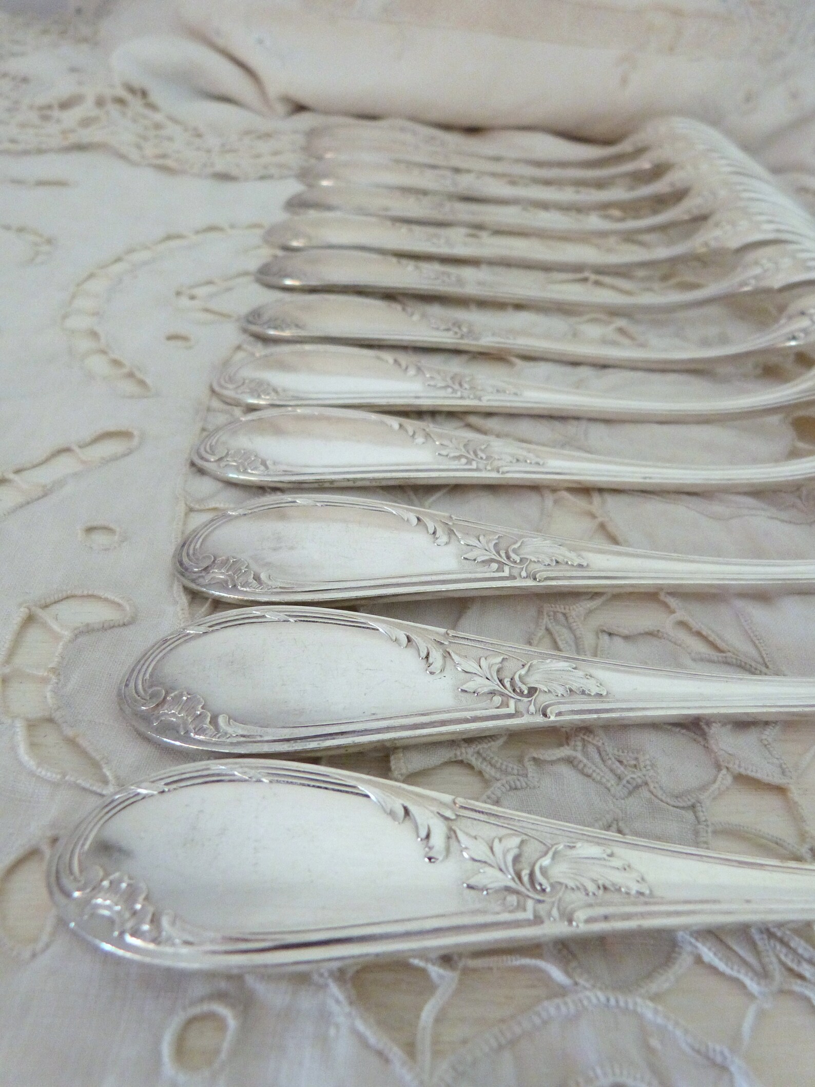 12 Antique French Silverplate Silverware Floral Embossed - Etsy