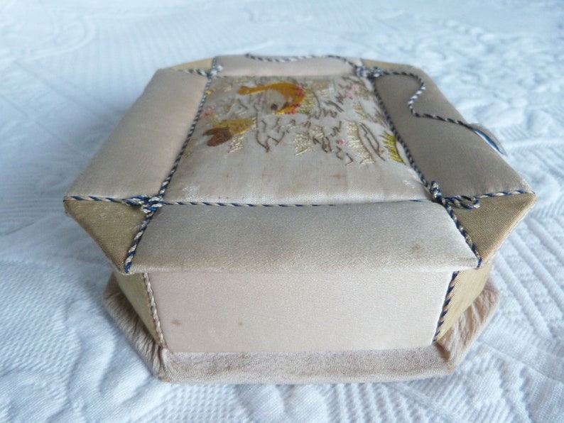Antique French Hand Embroidered Silk Box W Ducks Beads - Etsy