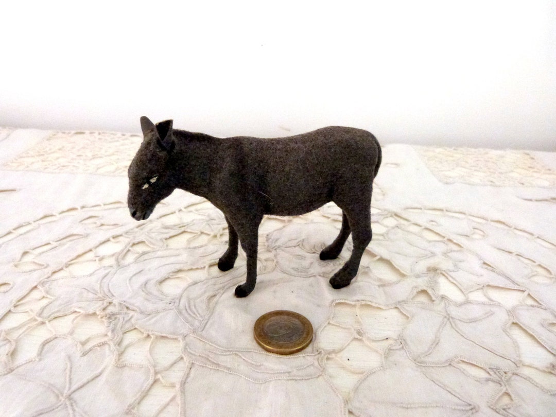LARGE 1900s Flocked Donkey Animal Christmas Nativity Creche Antique ...