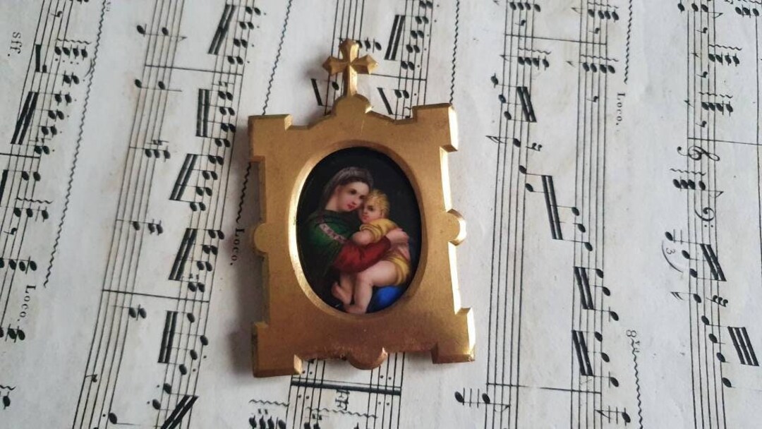Antique French Religious Gilded Frame W Hand Painted Porcelain ...