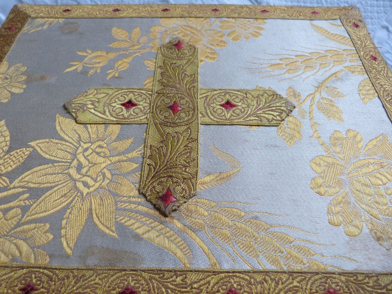 Antique French Silk Brocade Religious Western Burse Mass Bag Pocket ...