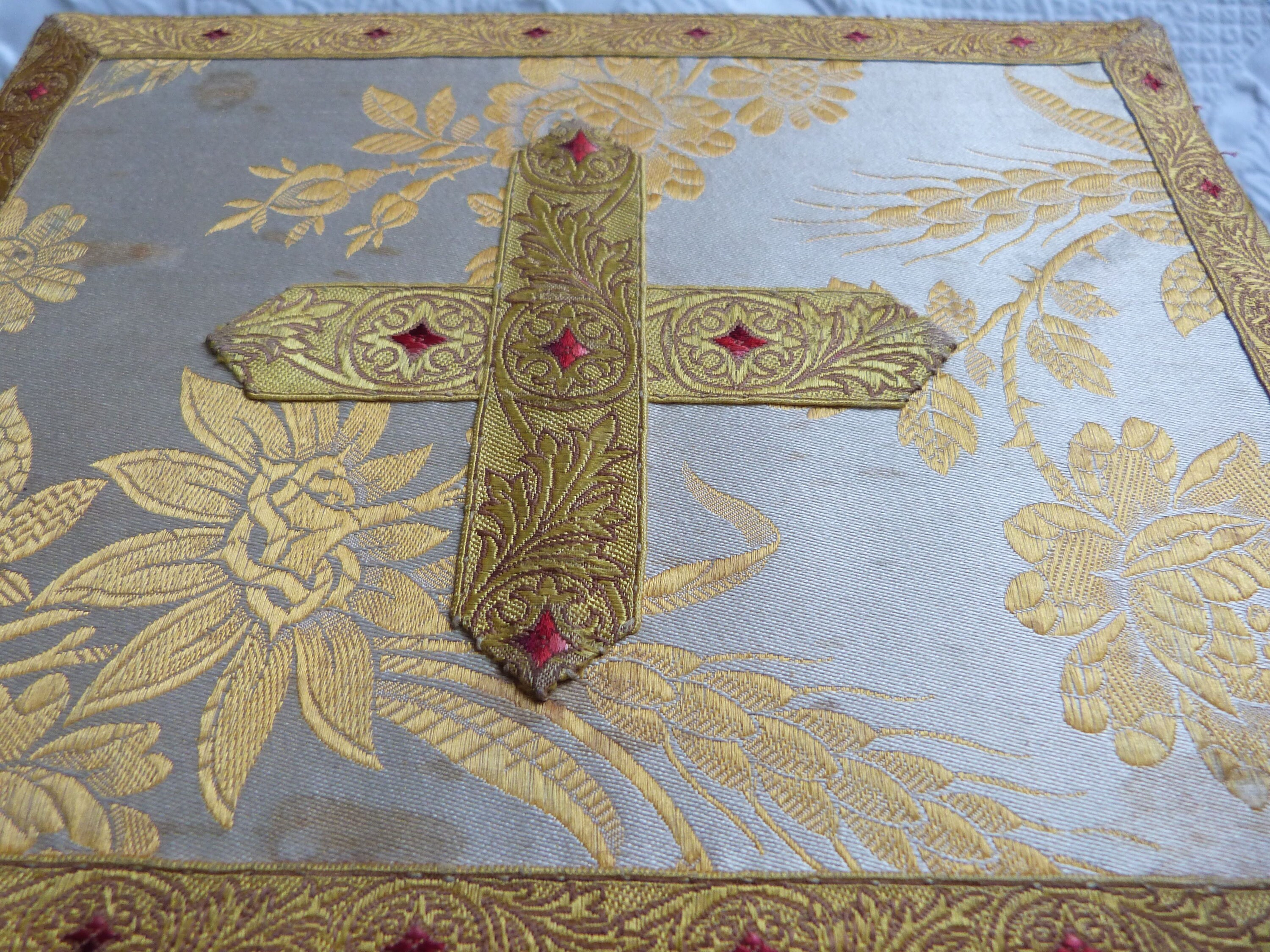 Antique French Silk Brocade Religious Western Burse Mass Bag Pocket ...