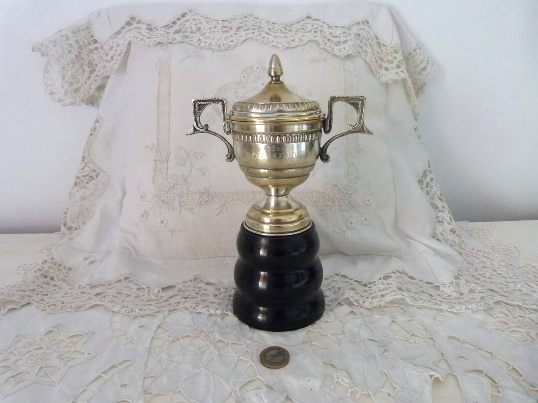 Antique Spanish Trophy Cup W Lid Embossed Silverplated Prize Award on ...