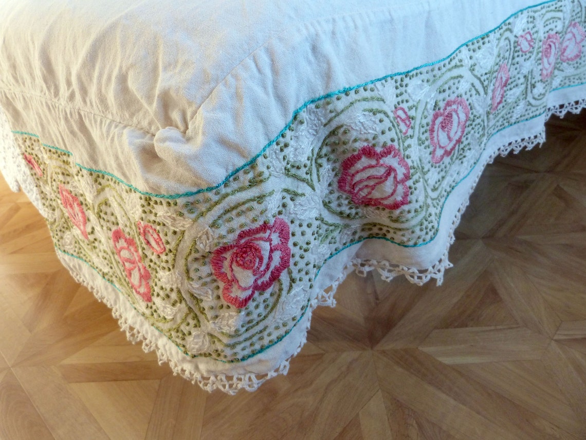 1900s Altar Frontal Antependium Cloth IHS W Roses Embroidery Antique ...