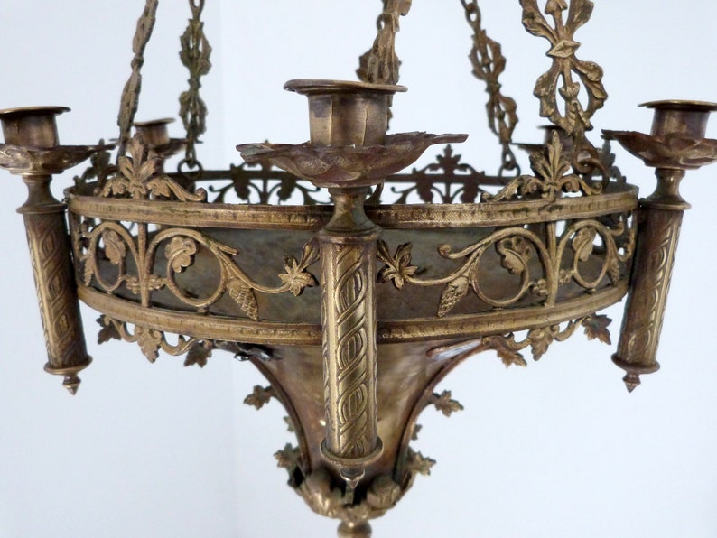Antique French Bronze Thurible Church Icon Lamp Candle Holder Gothic ...
