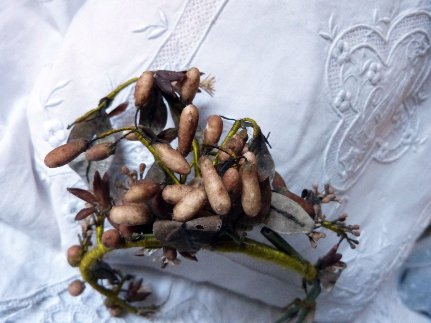 Antique French Bee Wax Flower Tiara Crown Headband Wax Tiara Wreath for ...