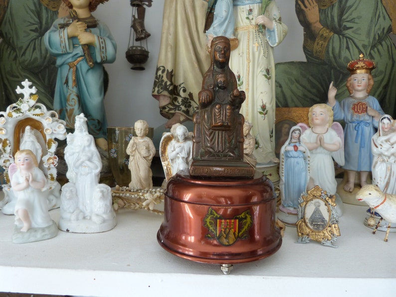 Vintage Religious Music Box W Statue Madonna of Montserrat - Etsy