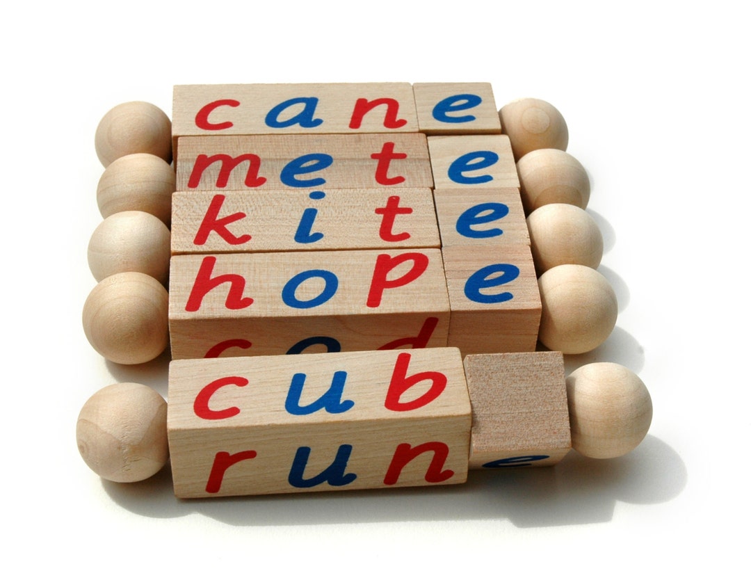 Montessori Silent E Reading Blocks: Cvce Educational Toy, Teach Sight ...