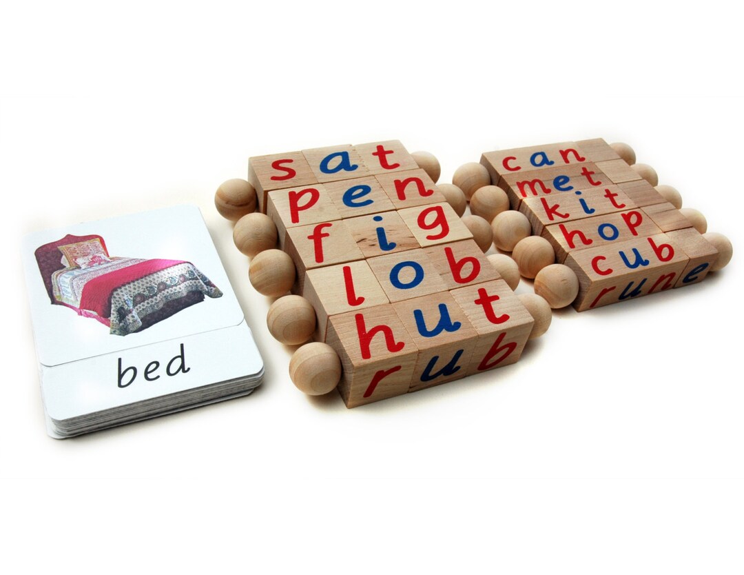 Montessori Reading Blocks: Phonetic CVC & Silent E, With 3-part Cards ...