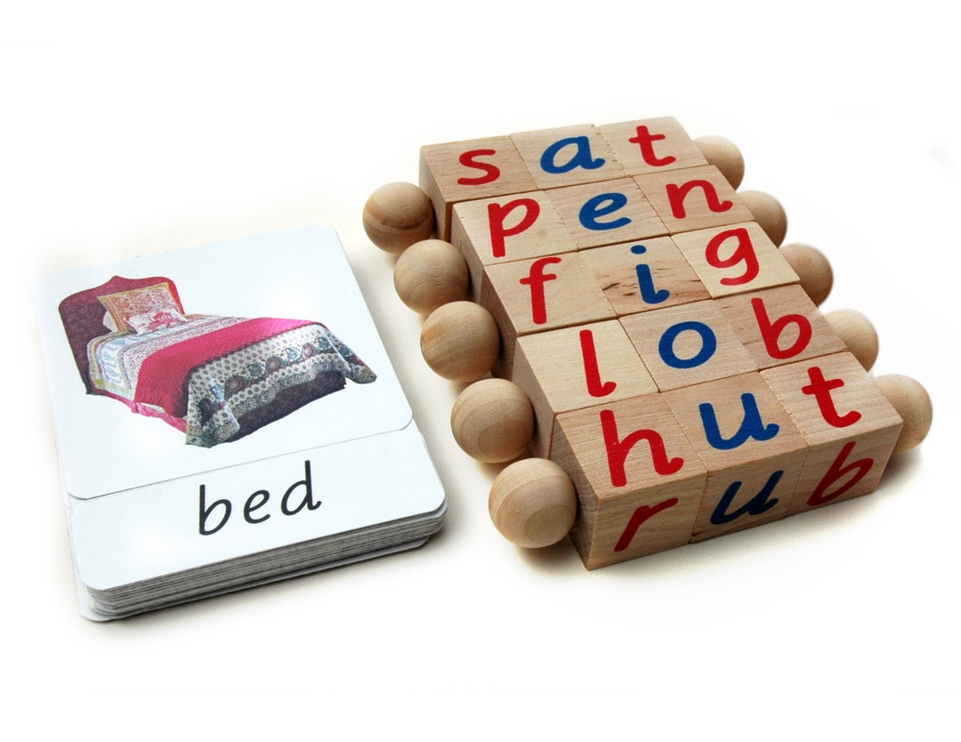Montessori Phonetic Reading Blocks & CVC Word Cards: Kindergarten ...