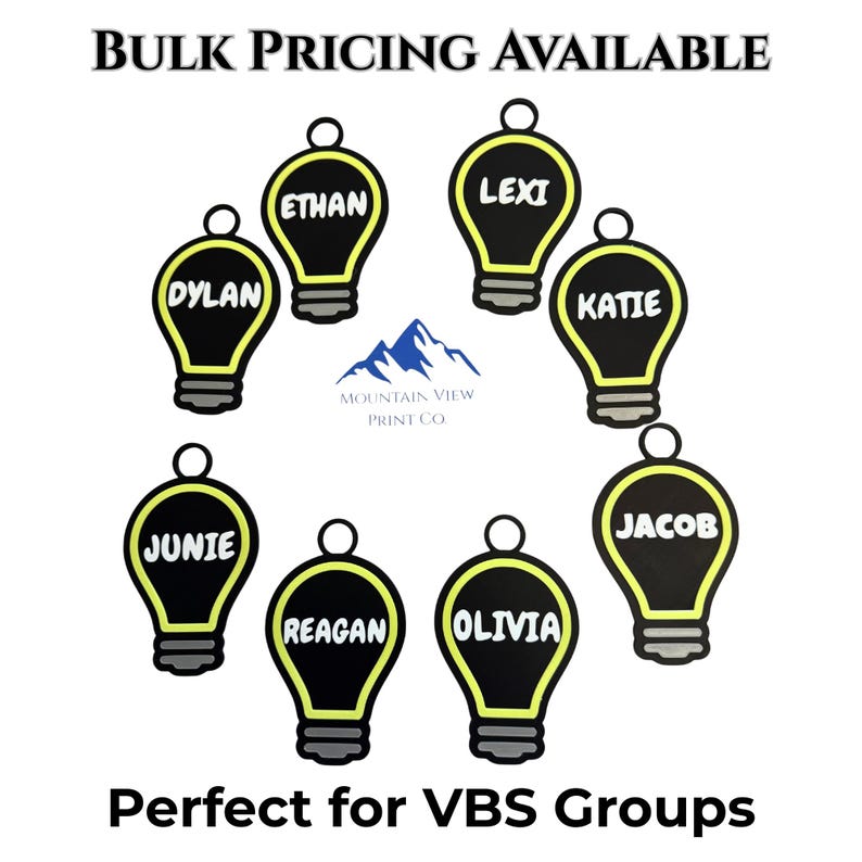 Custom Glow-in-the-dark VBS Name Badge | Light Bulb Lanyard Tag - Etsy