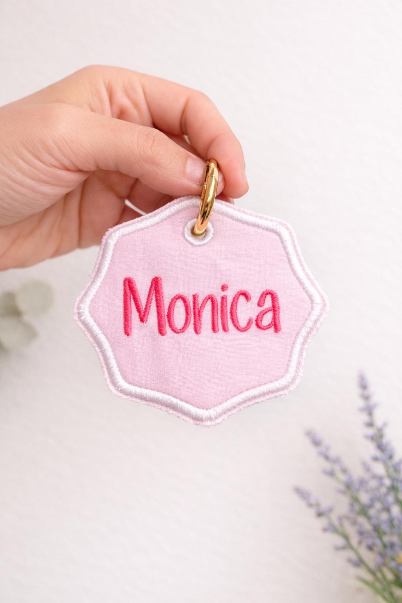 Personalized Embroidered Fabric Bag Tag, Custom Name Luggage Identifier ...
