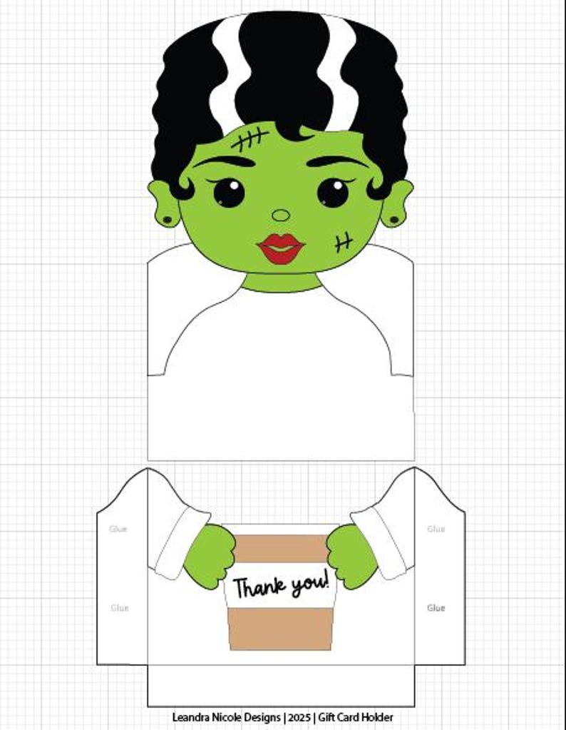Bride of Frankenstein Gift Card Holder, Printable Halloween Craft ...